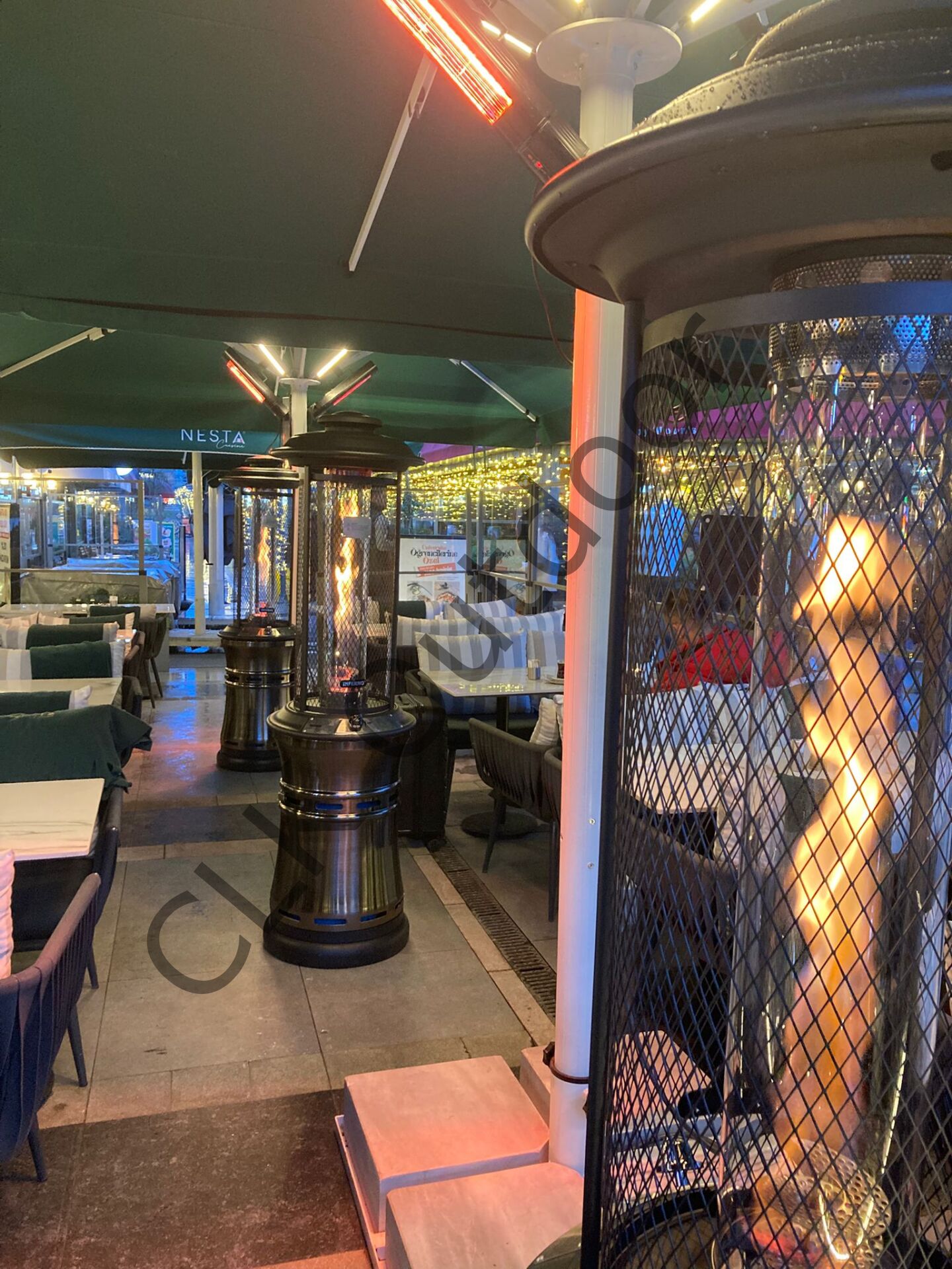 CLK Outdoor CLK Fener Soba Tüplü Dekoratif Bahçe Isıtıcı Gümüş Gri - En ...